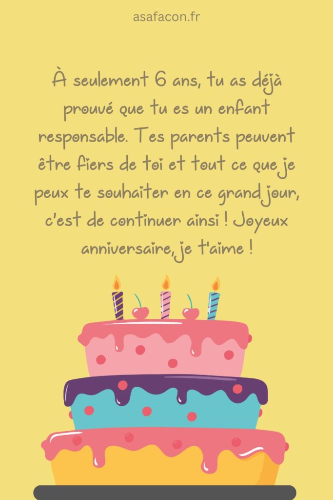 65 Textes D’anniversaire De 6 Ans Pour Garçon Et Fille